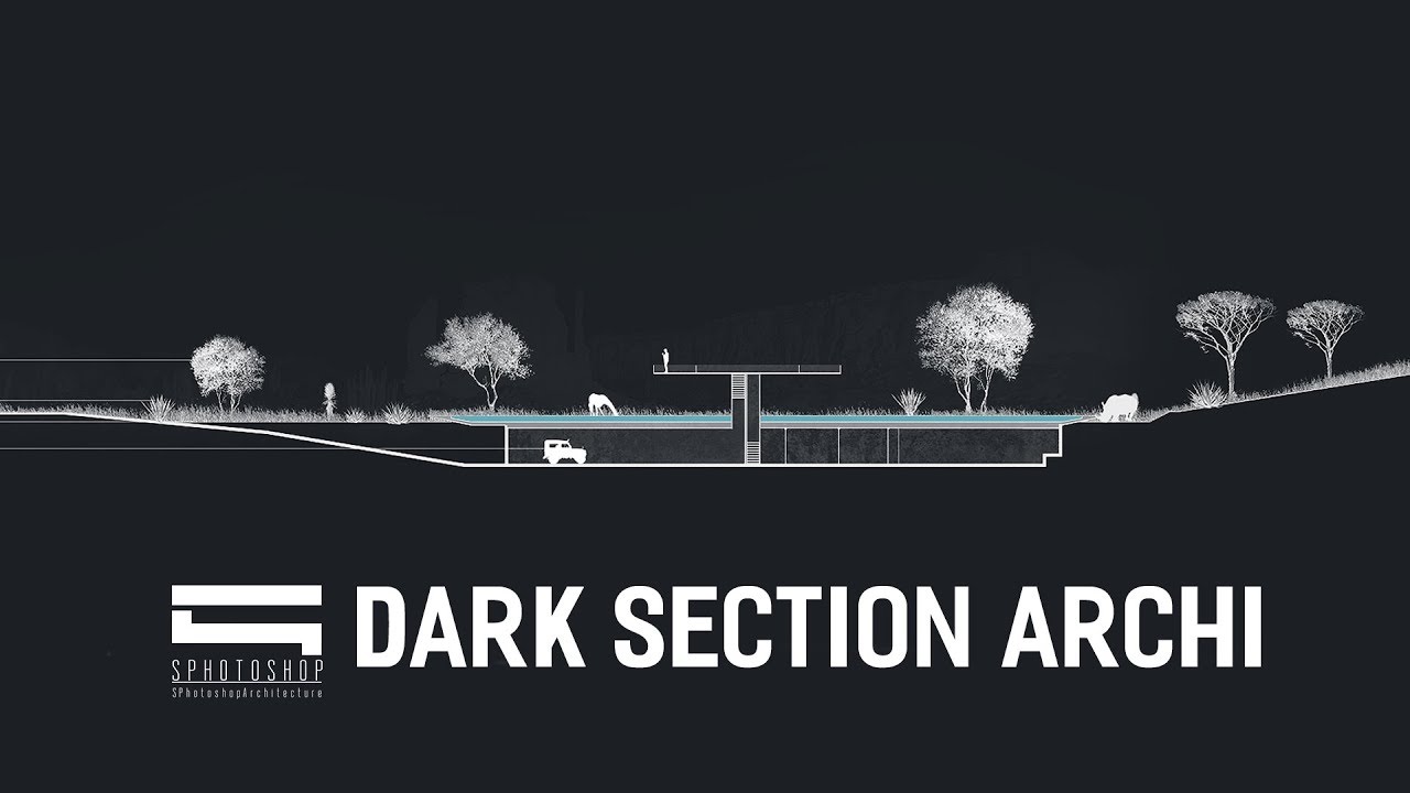 Section Architecture Dark Background - Photoshop Architecture - Dezign Ark
