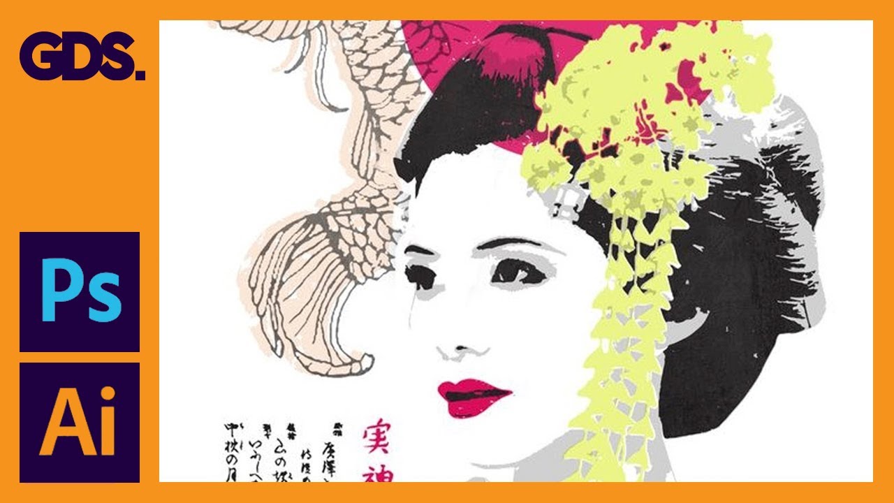 Screen Print Effect | Japanese Geisha | Photoshop, Illustrator Tutorial ...