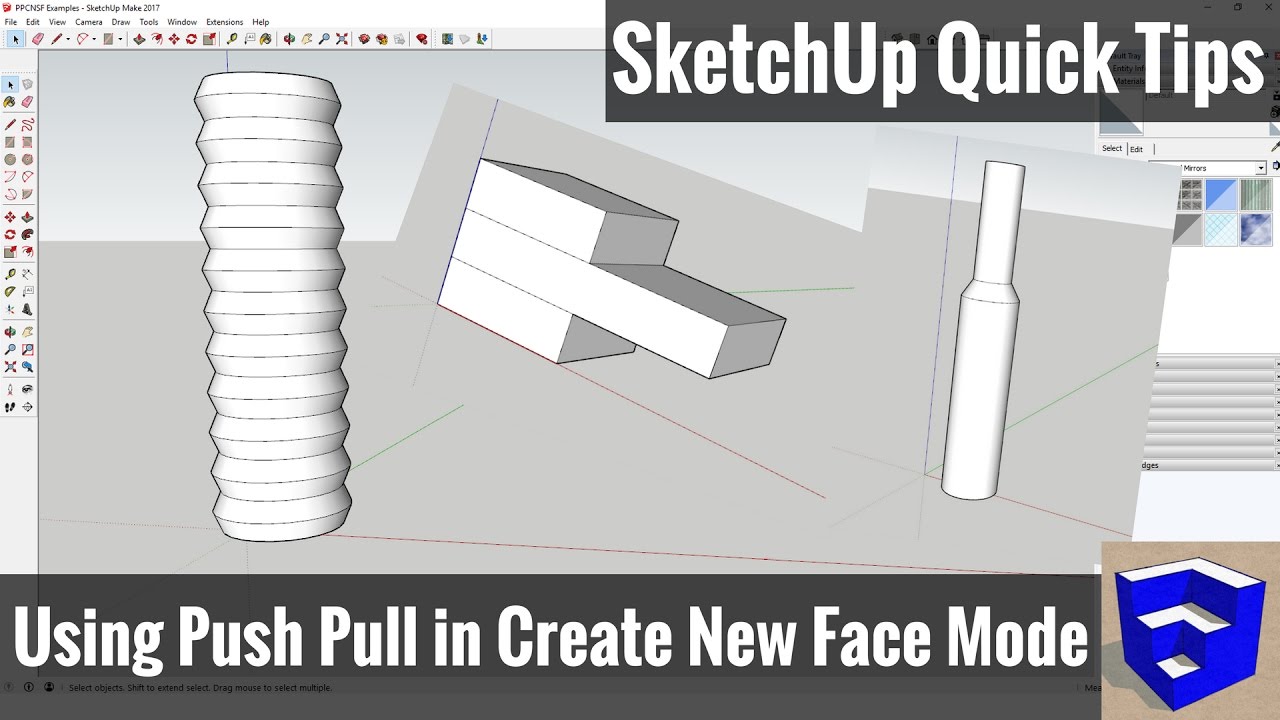 Using SketchUp's Push Pull Tool in Create Face Mode - SketchUp Quick Tips - Dezign Ark
