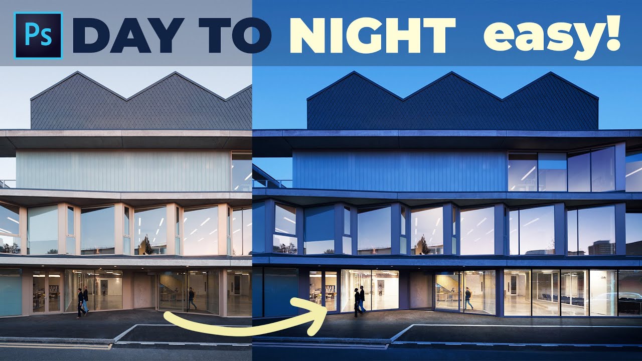 Convert Day to Night Architecture Very Easy by Photoshop - Dezign Ark