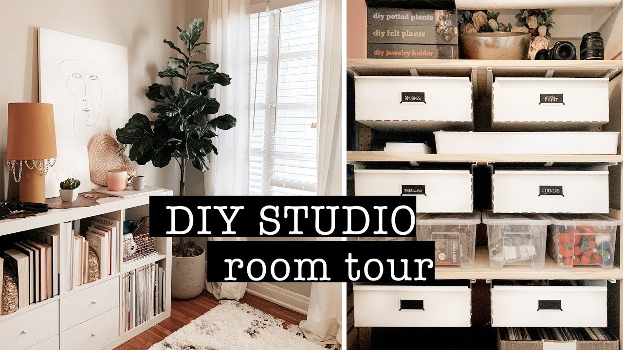 DIY STUDIO Room Makeover & Tour // Organizing My DIY Supplies | XO ...