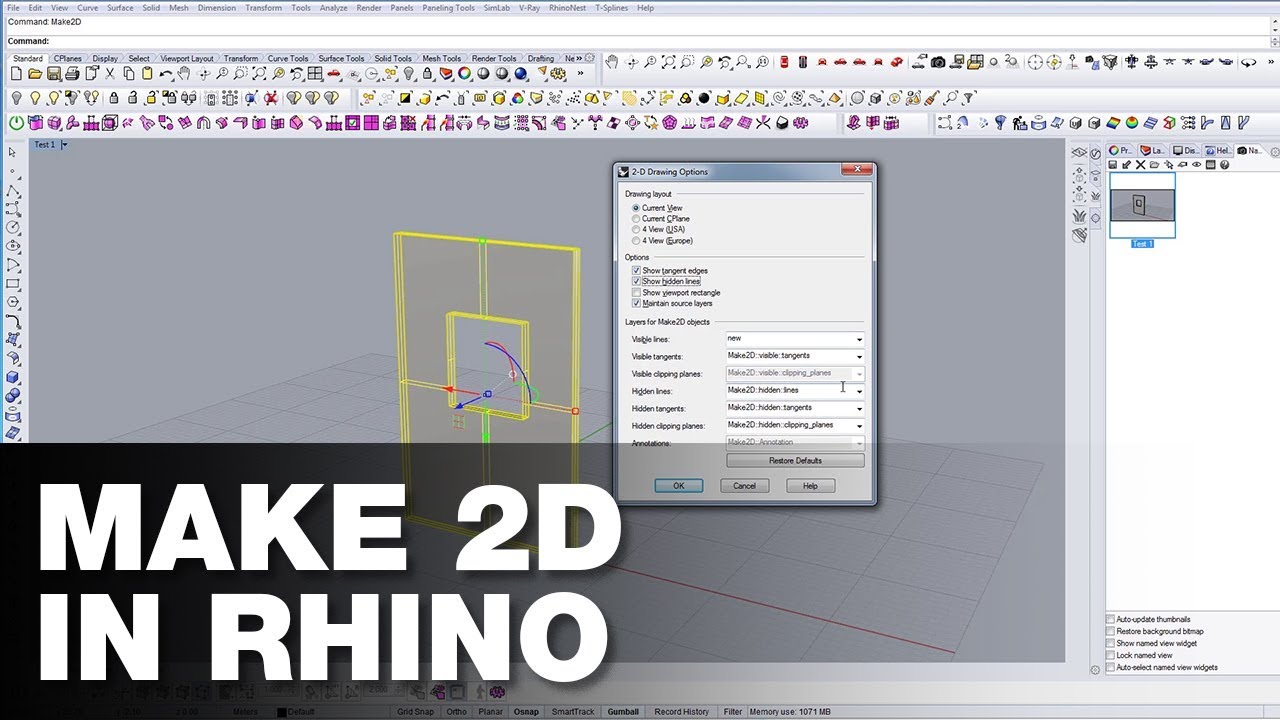How to use Make 2D in Rhino - Dezign Ark