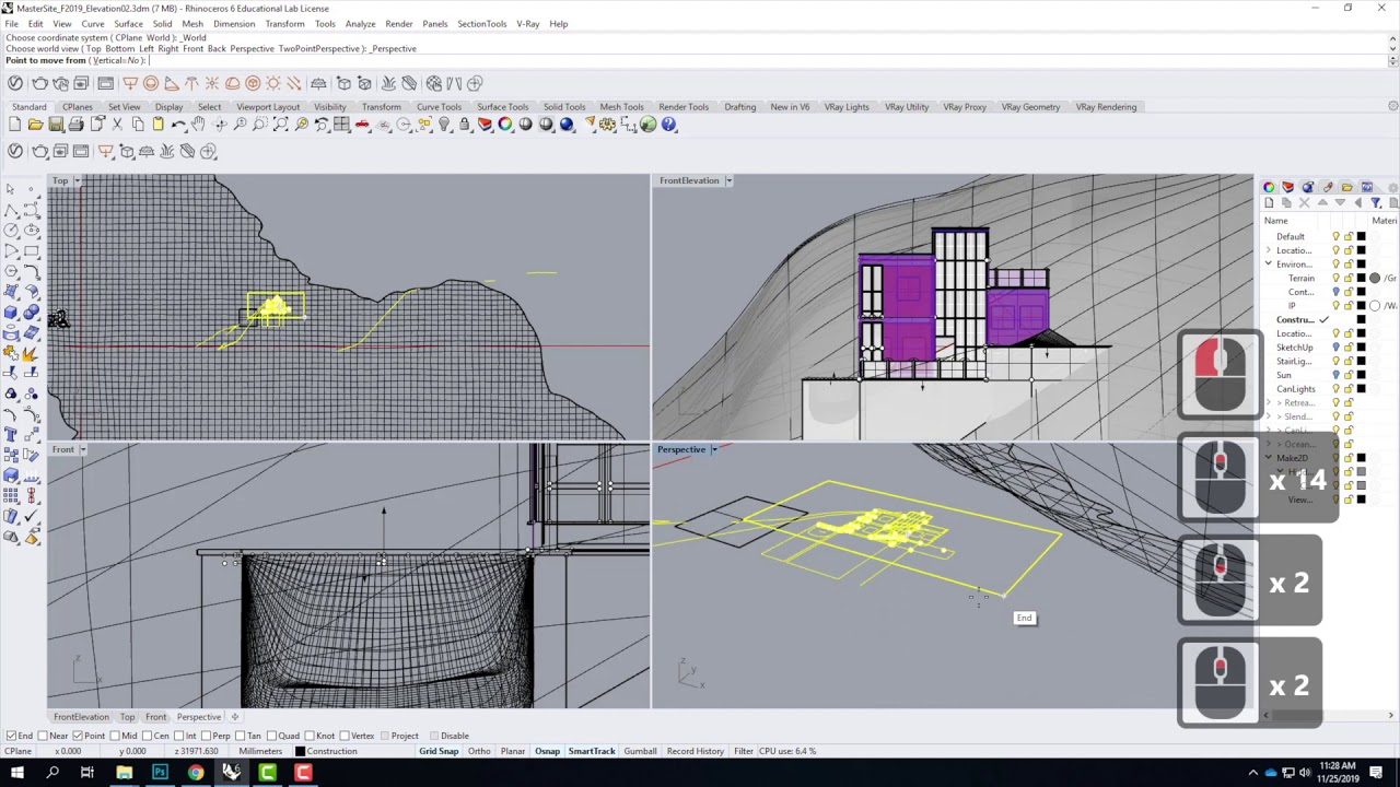 Lecture 226 - 2D Drawings from Rhino - Elevations (Virtual) - Dezign Ark