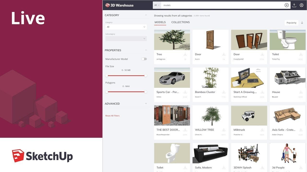 SketchUp live model: Cleaning Up 3D Warehouse Models - Dezign Ark