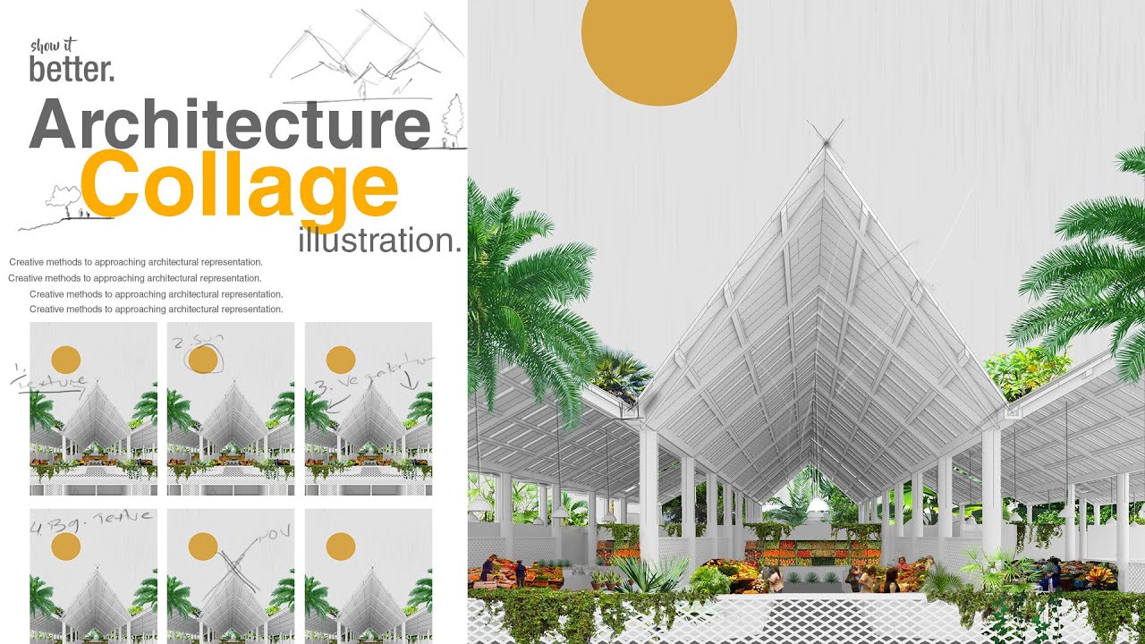 Architecture Collage Illustration Market Plaza - Dezign Ark