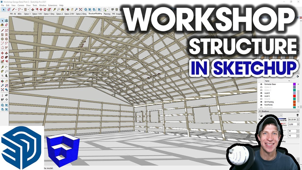 Adding TRUSSES AND WINDOWS - Modeling a Workshop in SketchUp Series ...