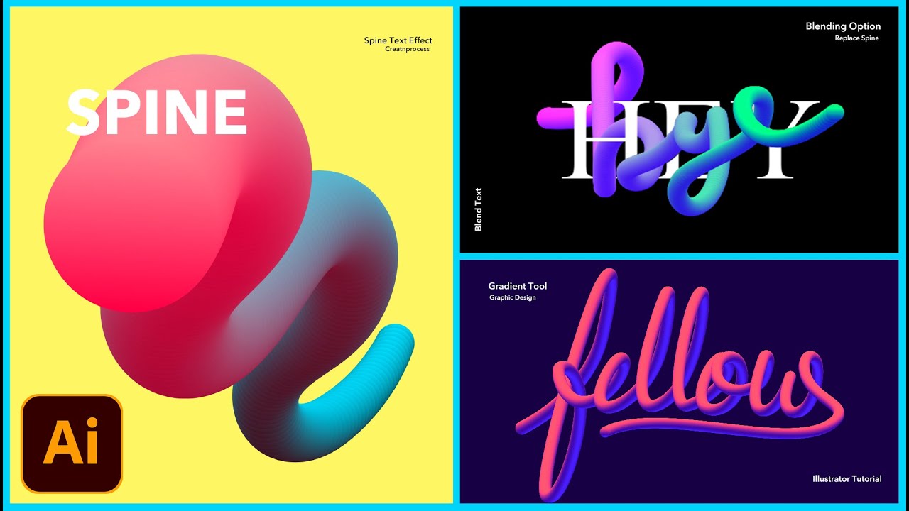 Spine Text Effect in Adobe Illustrator | Replace Spine & Blend ...