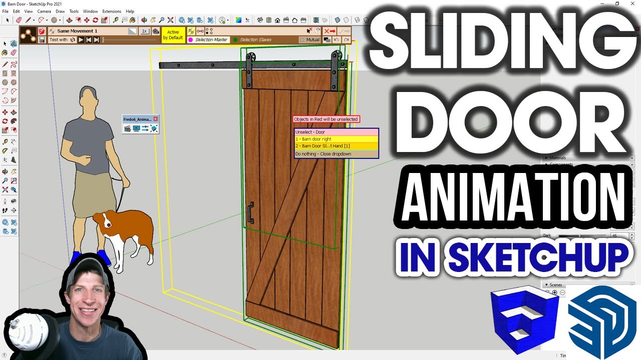 Creating a Sliding Door with MOVING HARDWARE in SketchUp! - Dezign Ark