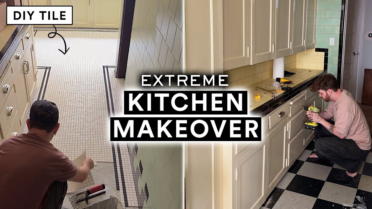 EXTREME 1920’s Kitchen Makeover 🔨 *DIY Tile Floors, Hardware & Vintage ...